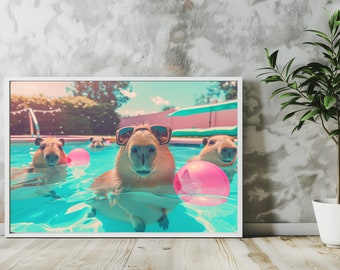 Cute Capybara Pool Party – Digital Download - Etsy