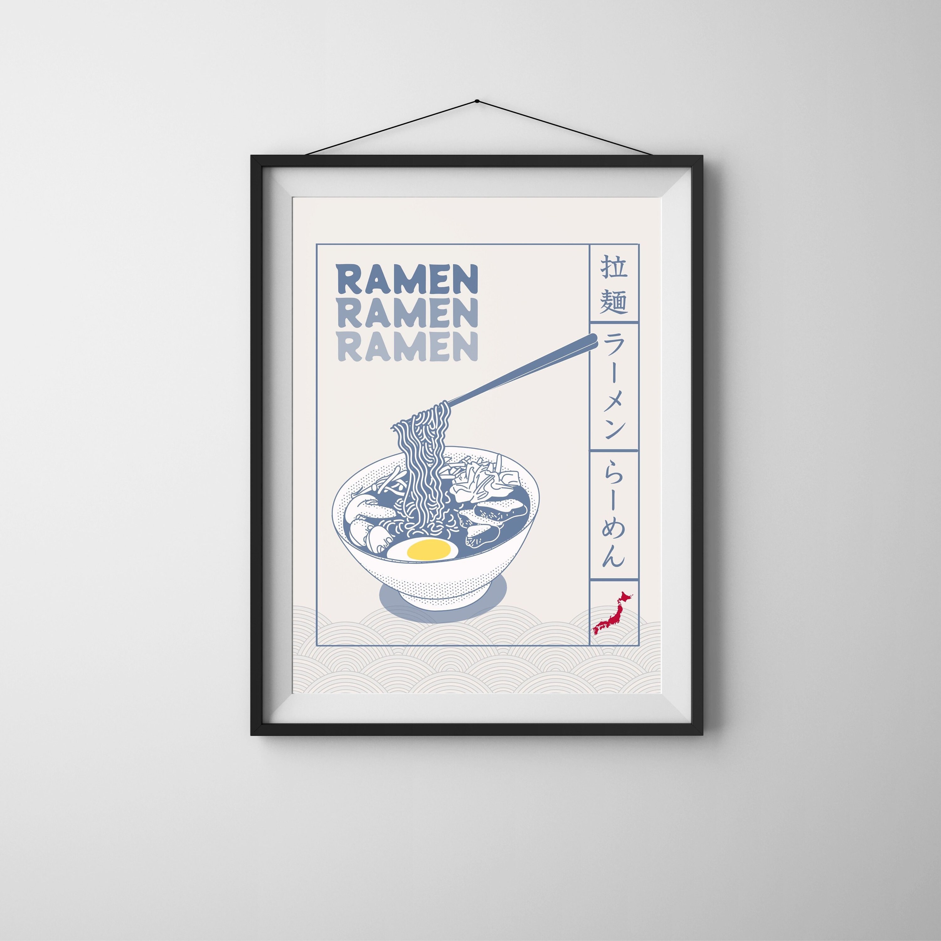 Japanese Ramen Poster, Japanese Noodle Kitchen Printable Wall Art ...