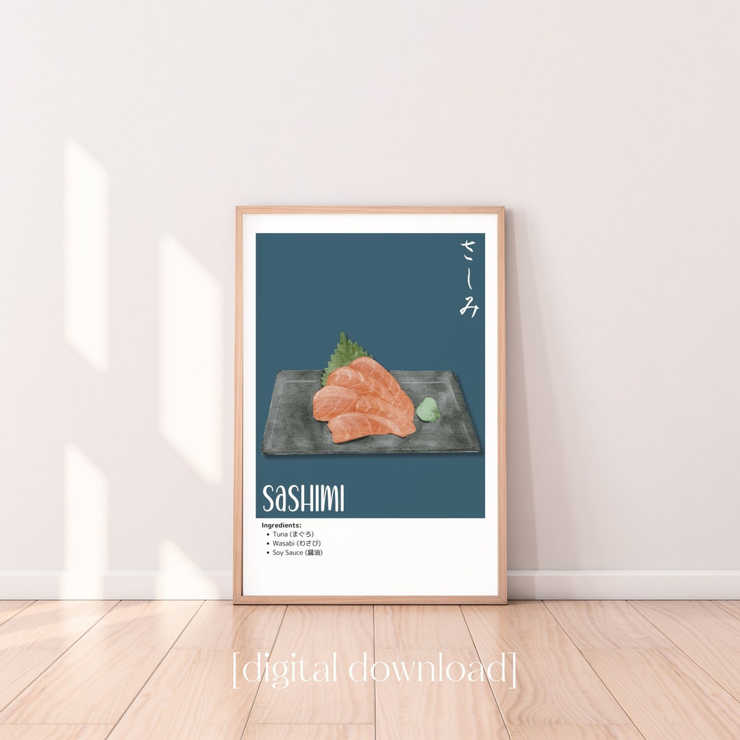 Japanese Sashimi Poster, Japanese Food Digital Art, Asian Food Poster ...