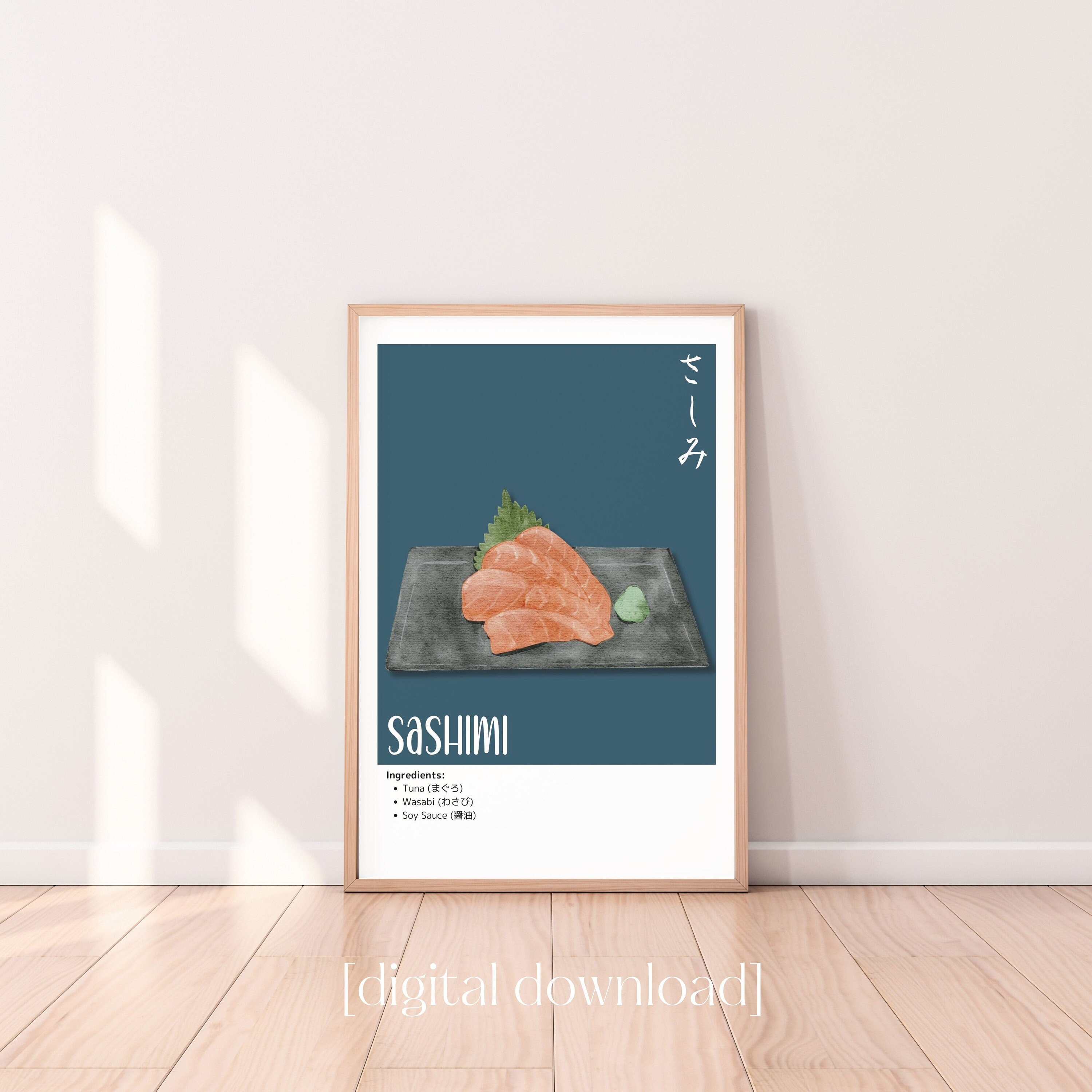 Japanese Sashimi Poster, Japanese Food Digital Art, Asian Food Poster ...