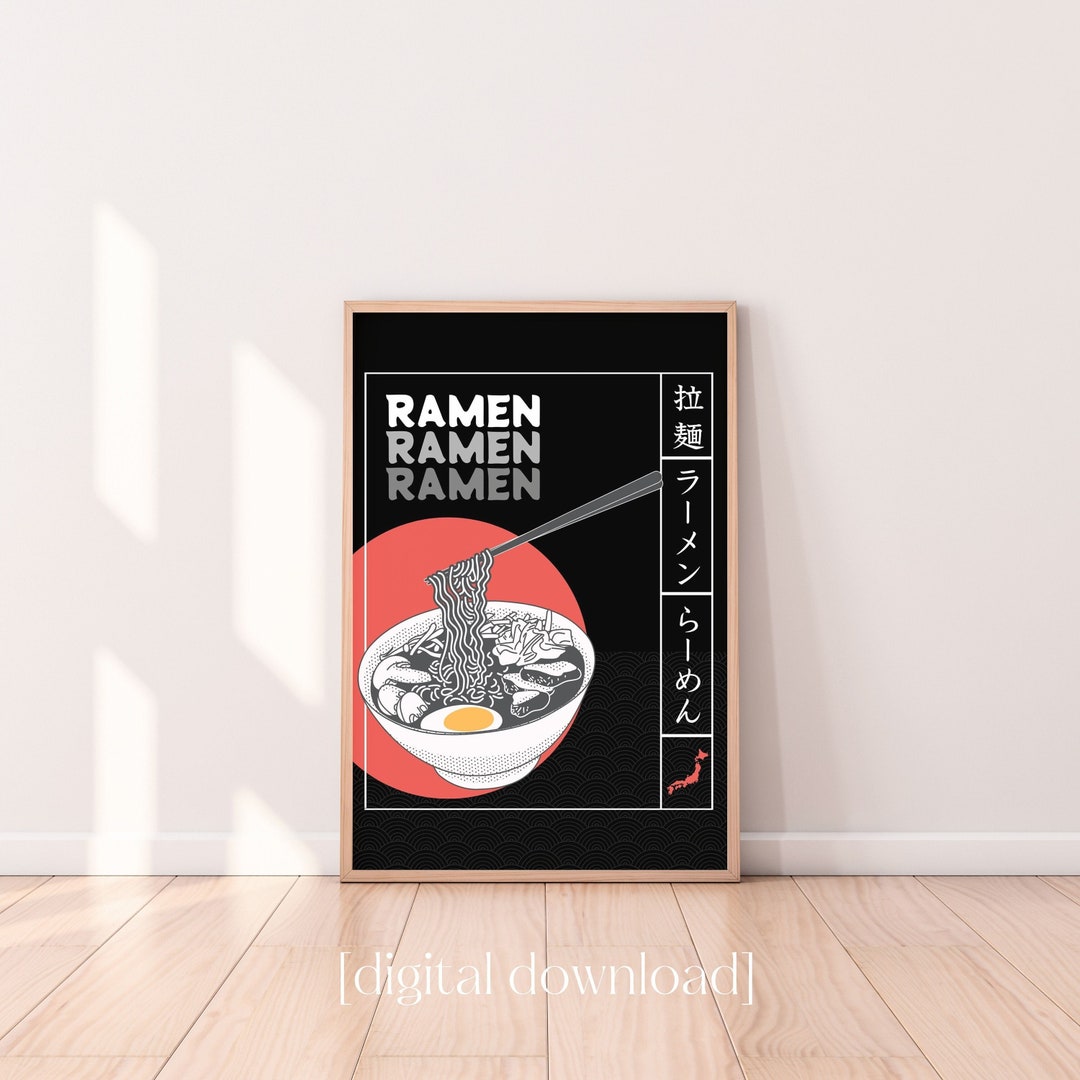 Japanese Ramen Poster, Japanese Noodle Kitchen Printable Wall Art ...