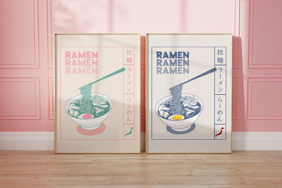 Japanese Ramen Poster Set of 2 Kitchen Wall Art Set Asian - Etsy