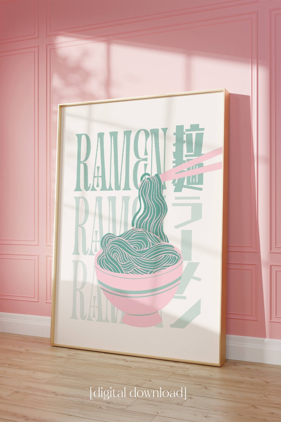 Japanese Ramen Poster, Japanese Noodle Kitchen Printable Wall Art ...