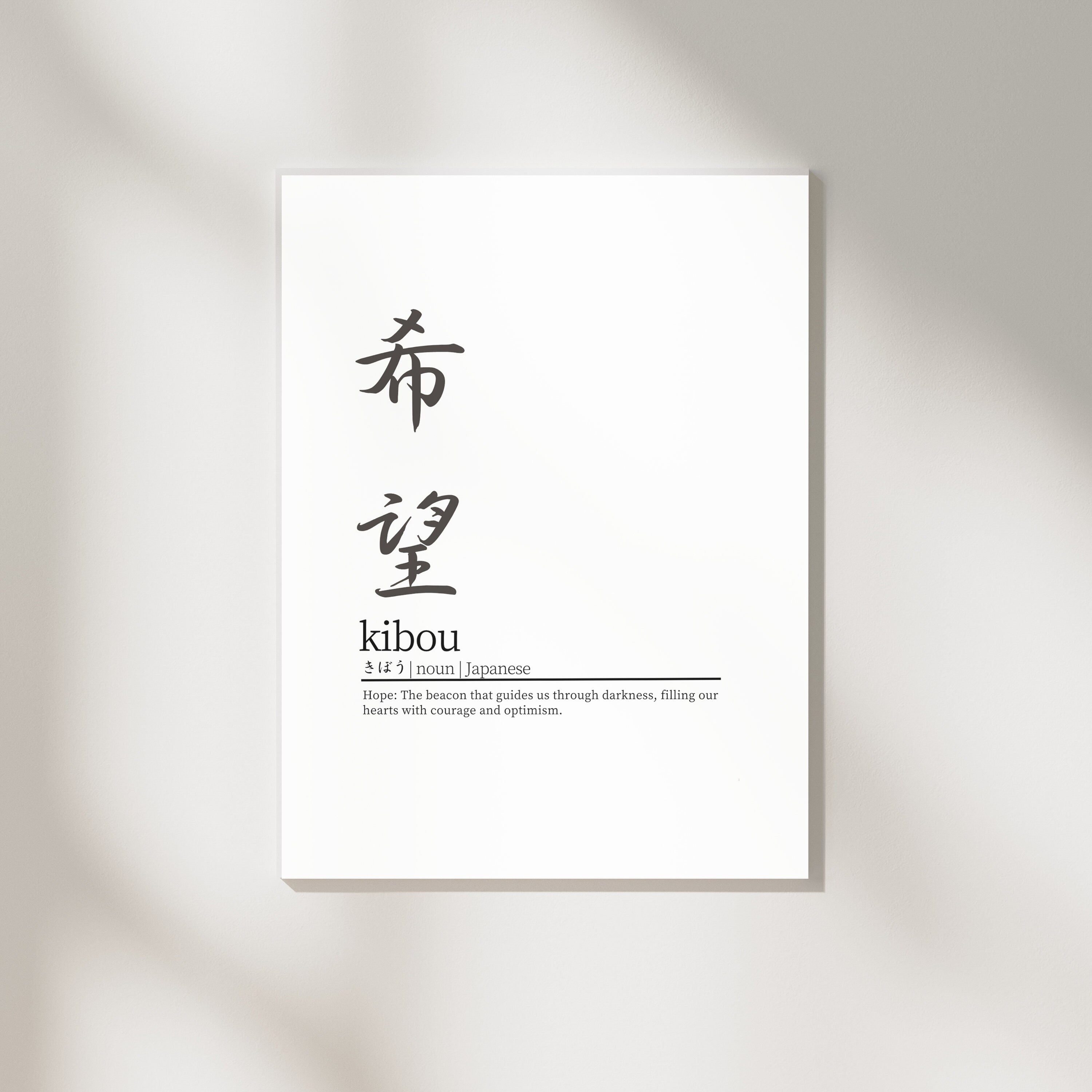 Hope (希望/kibou) Japanese Digital Poster, Set of 3, Definition Poster ...
