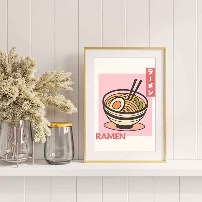 Japanese Ramen Poster, Japanese Noodle Kitchen Printable Wall Art ...