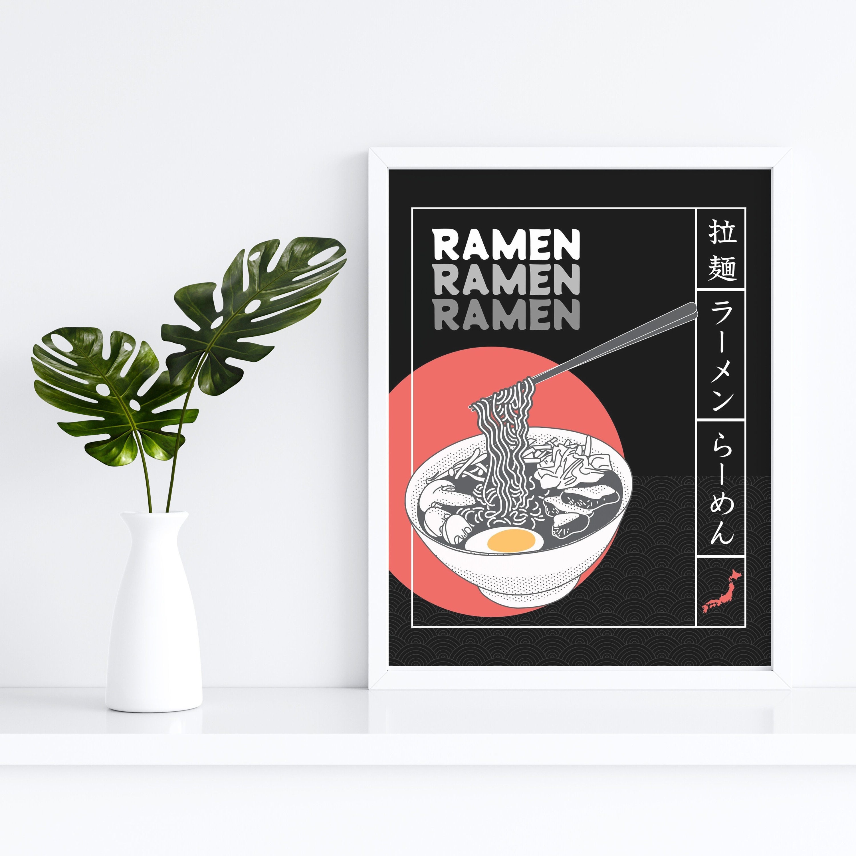 Japanese Ramen Poster, Japanese Noodle Kitchen Wall Art, Japanese Food ...