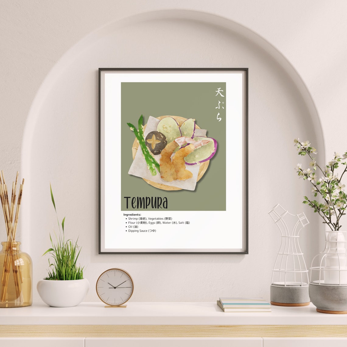 Japanese Tempura Poster, Tempura Printable Wall Art, Japanese Food ...