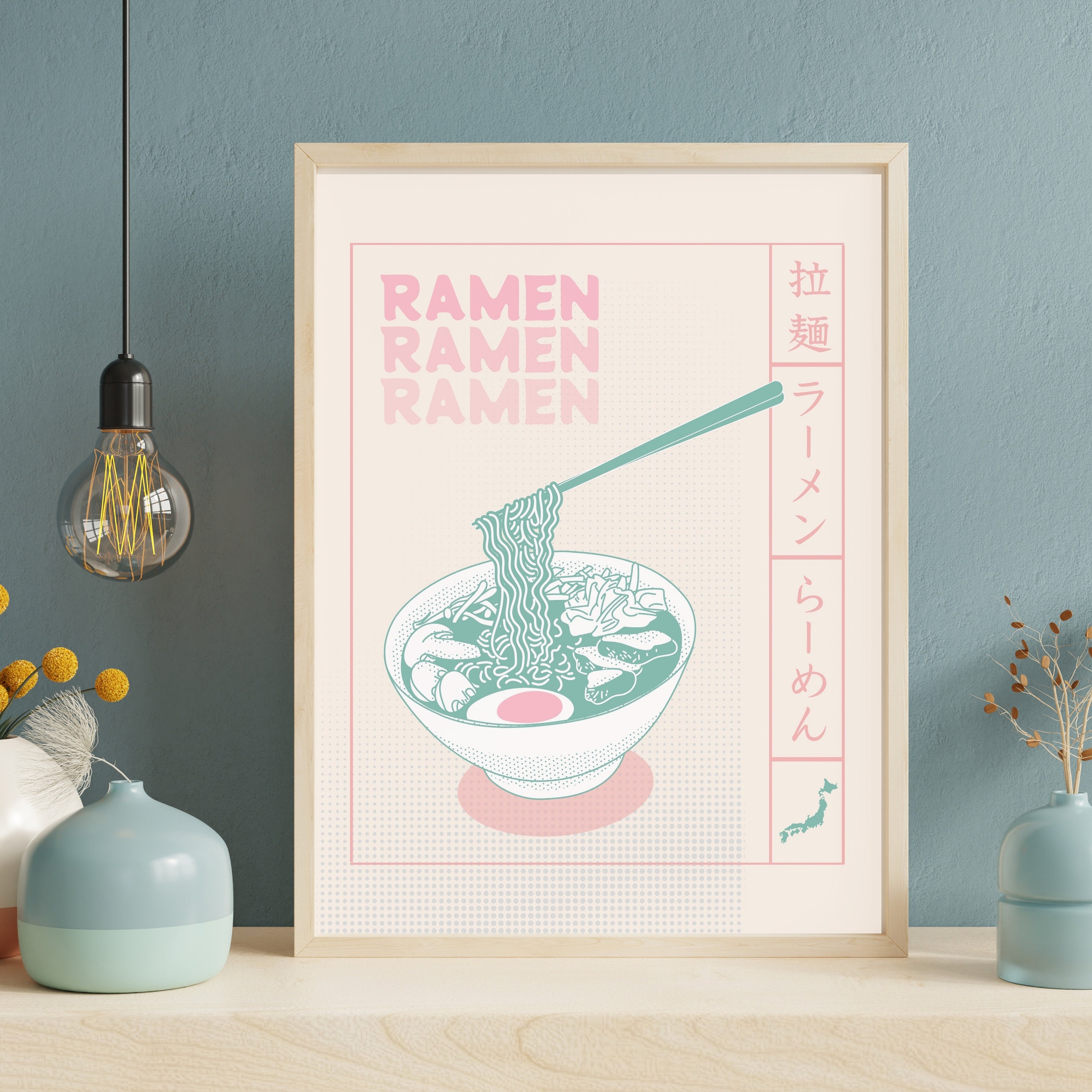 Japanese Ramen and Sushi Poster Set, Japanese Digital Art, Asian Food ...