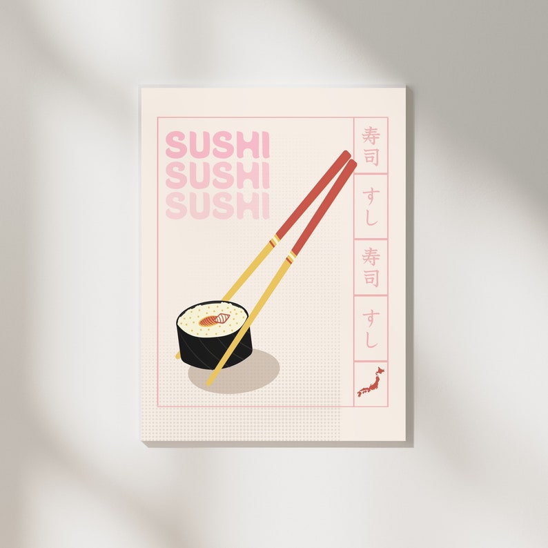 Japanese Sushi Poster Japanese Sushi Digital Art Asian Food - Etsy