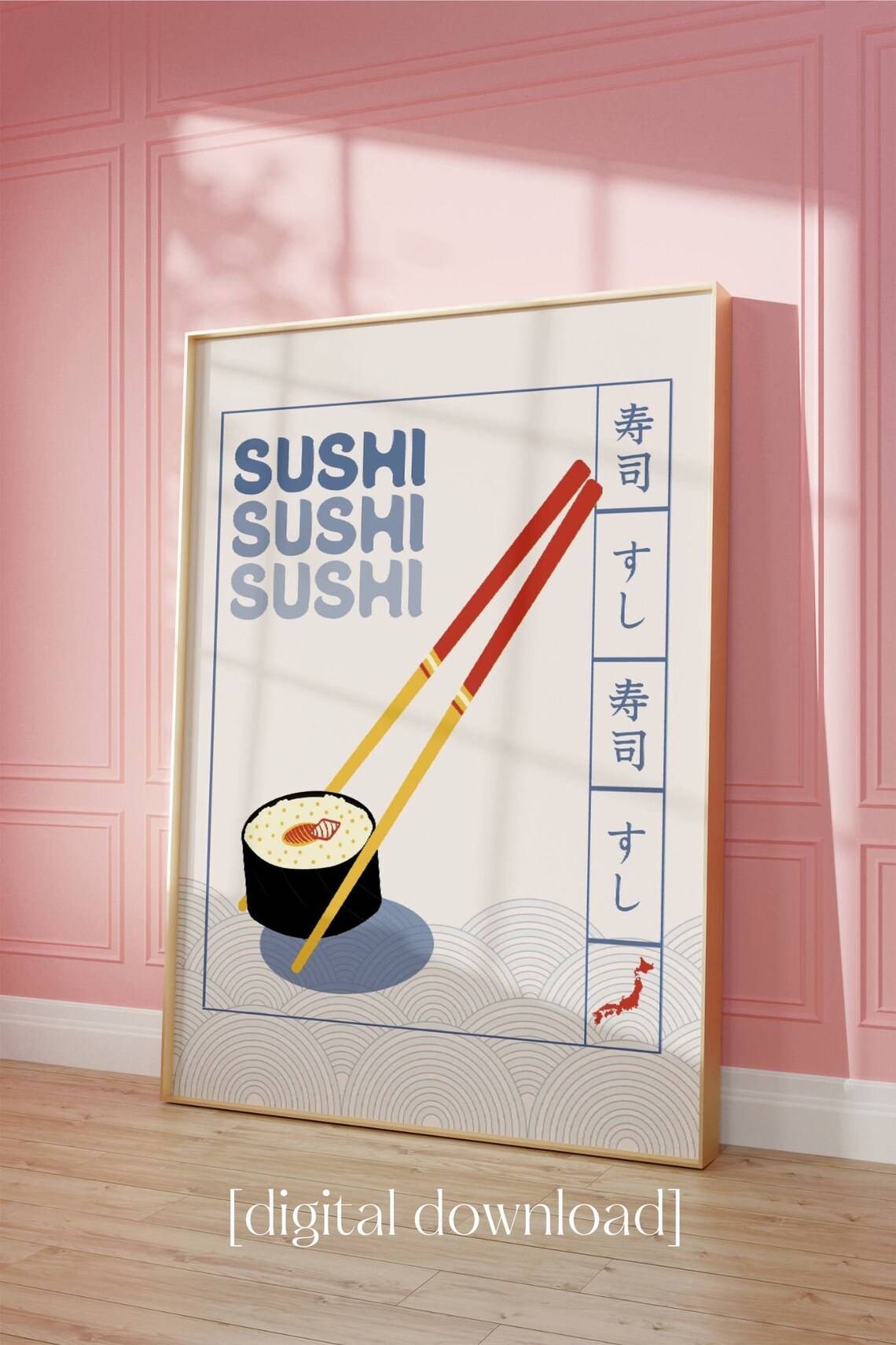 Japanese Sushi Poster, Japanese Sushi Digital Art, Asian Food Poster ...