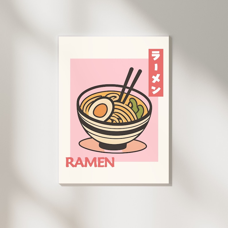 Japanese Ramen Poster, Japanese Noodle Kitchen Printable Wall Art ...