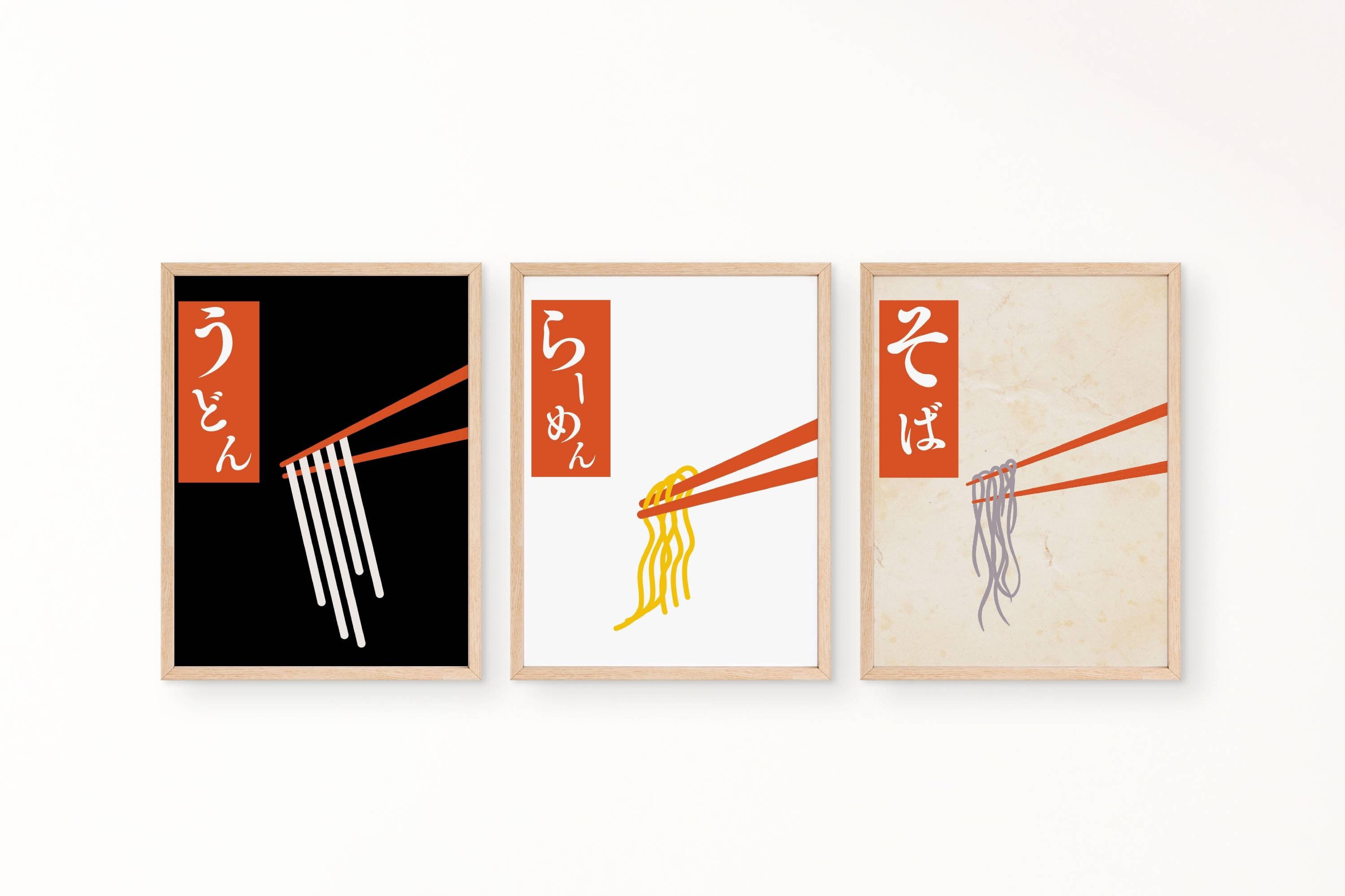 Japanese Noodle Poster Set of 3 Ramen Udon and Soba - Etsy