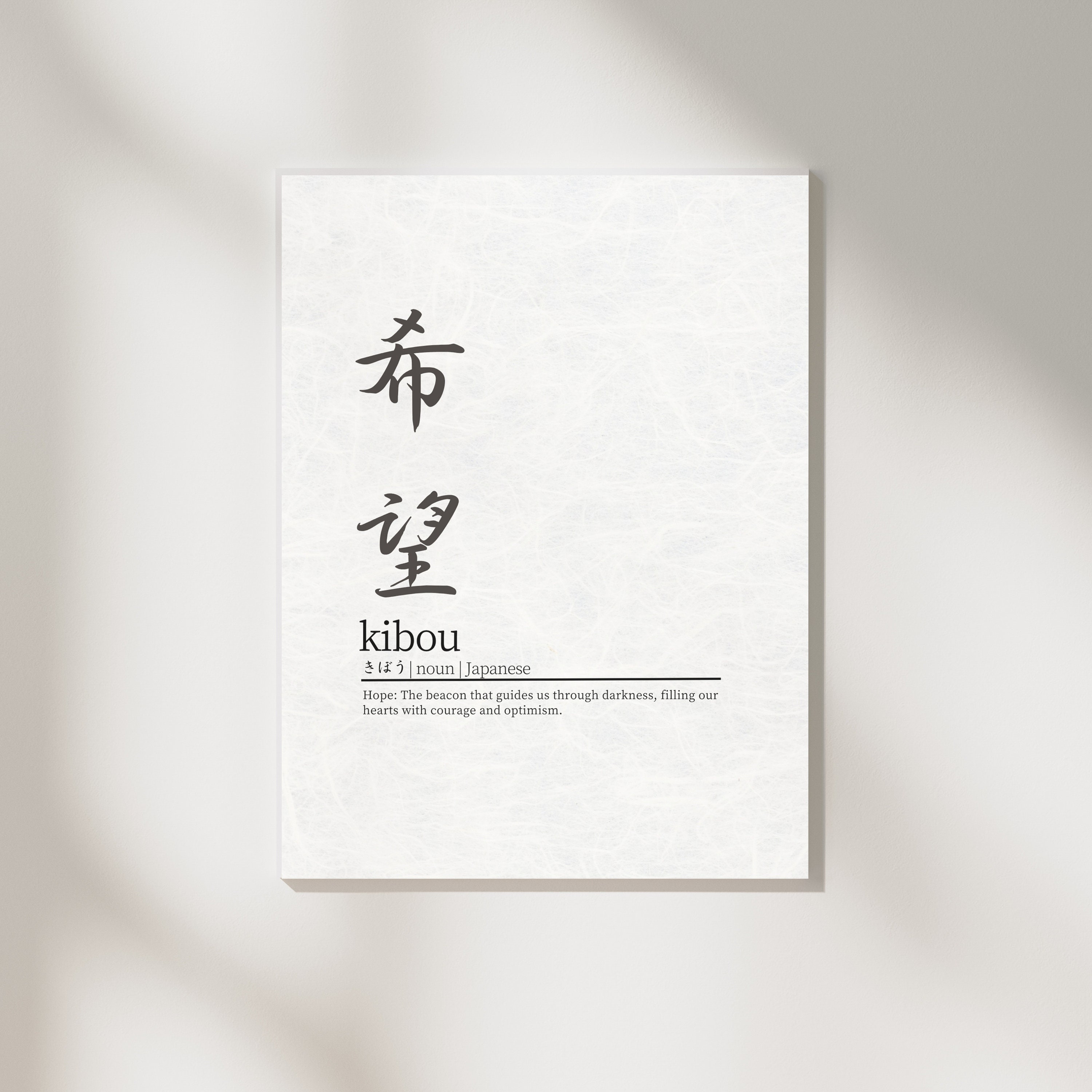 Hope (希望/kibou) Japanese Digital Poster, Set of 3, Definition Poster ...
