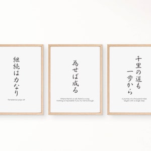 Motivational Phrases in Japanese Digital Art, Printable Set of 6 ...