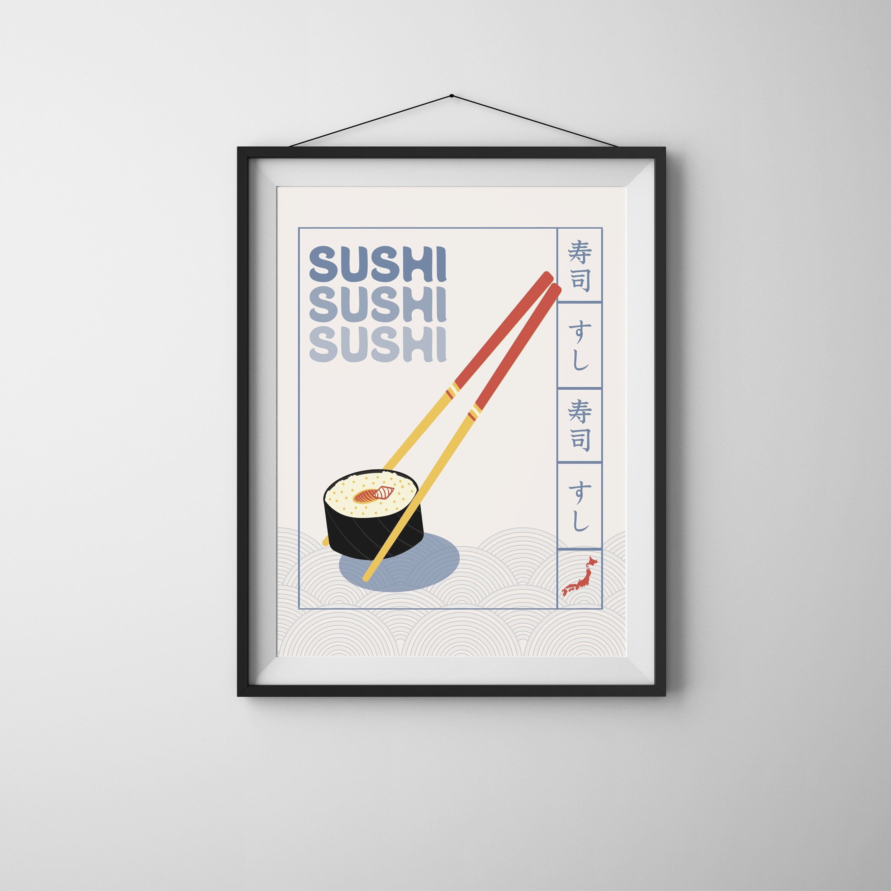 Japanese Sushi Poster, Japanese Sushi Digital Art, Asian Food Poster ...