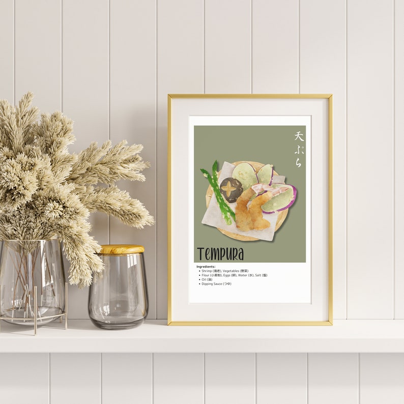 Japanese Tempura Poster, Tempura Printable Wall Art, Japanese Food ...