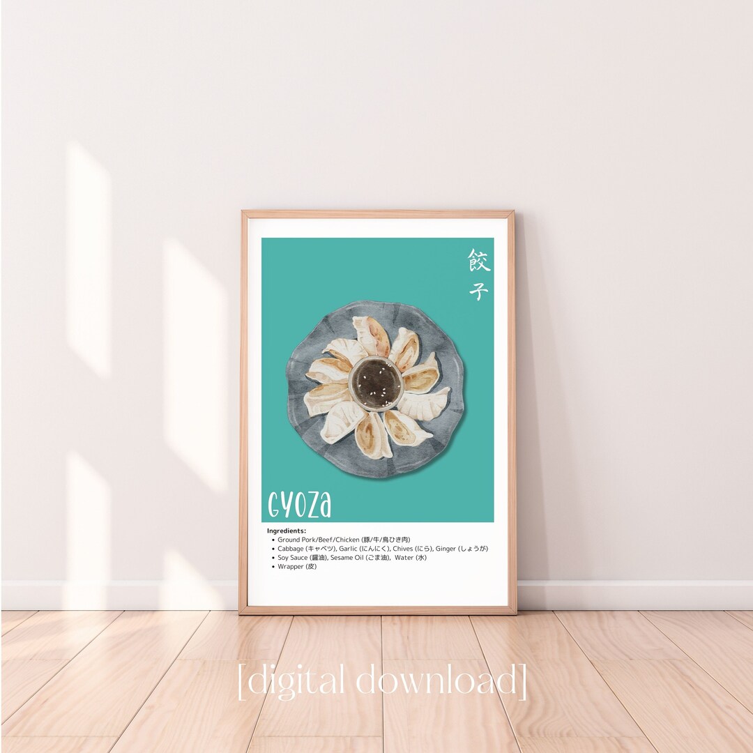 Japanese Gyoza Poster, Japanese Dumplings Digital Art, Japanese Food ...