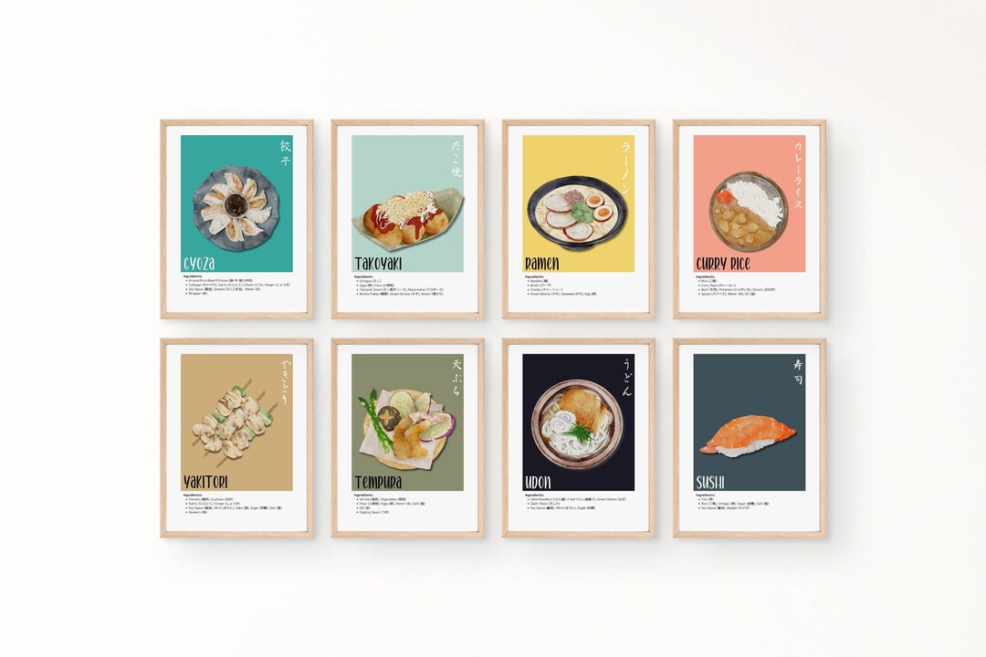 Japanese Food Poster Set of 10 Ramen Udon Sushi Takoyaki - Etsy