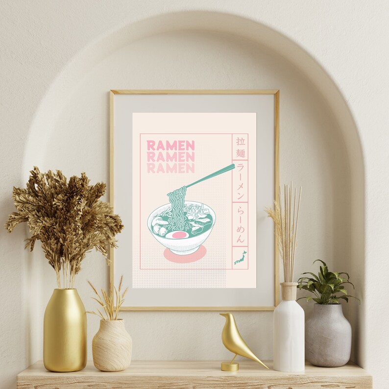 Japanese Ramen Poster Japanese Noodle Kitchen Printable Wall - Etsy