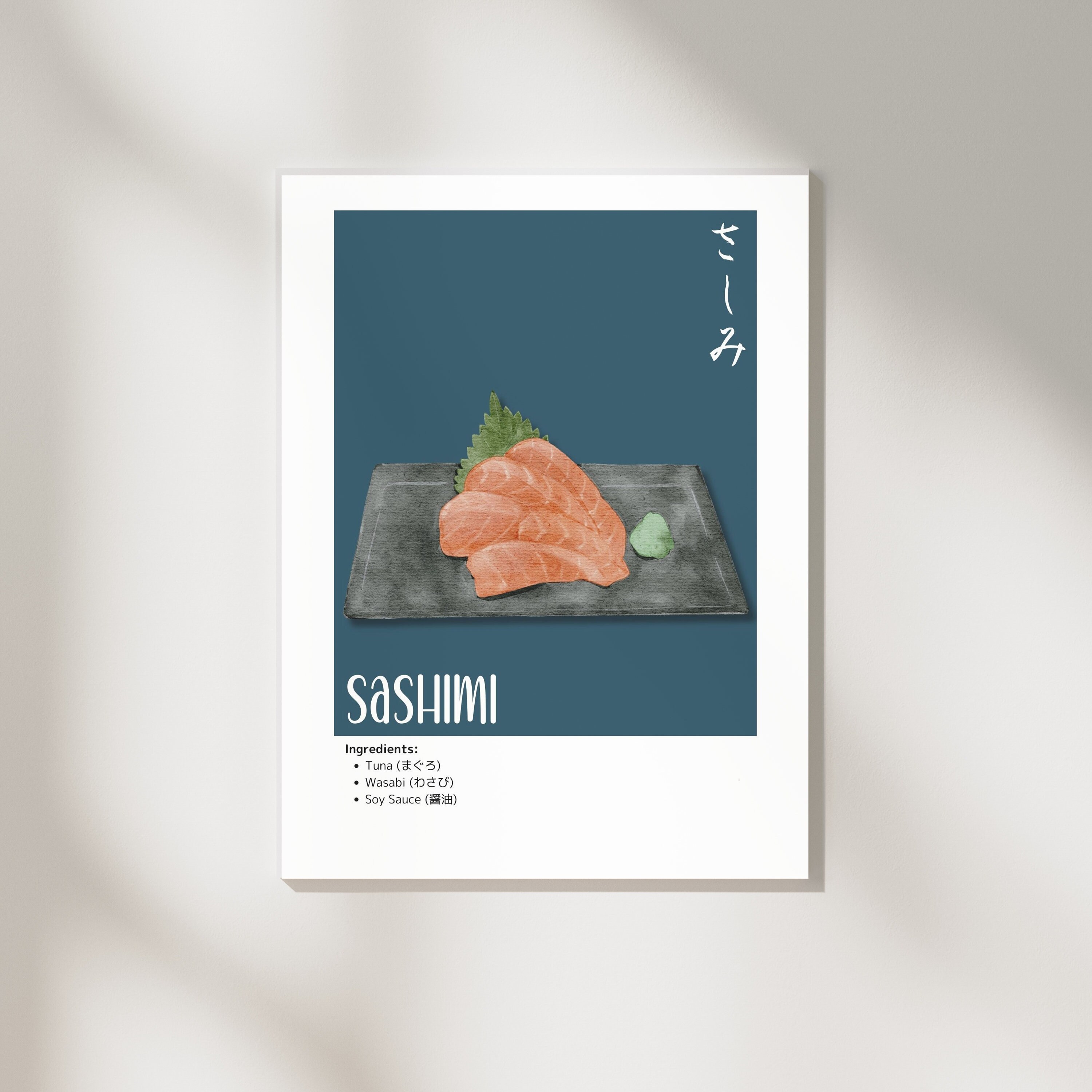 Japanese Sashimi Poster, Japanese Food Digital Art, Asian Food Poster ...