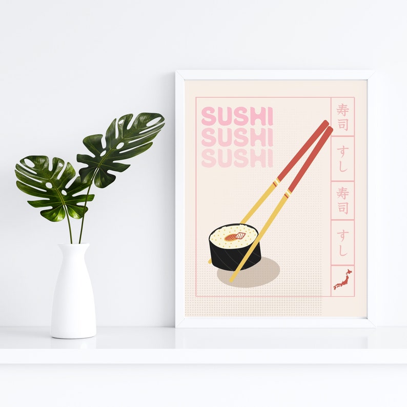 Japanese Sushi Poster, Japanese Sushi Digital Art, Asian Food Poster ...