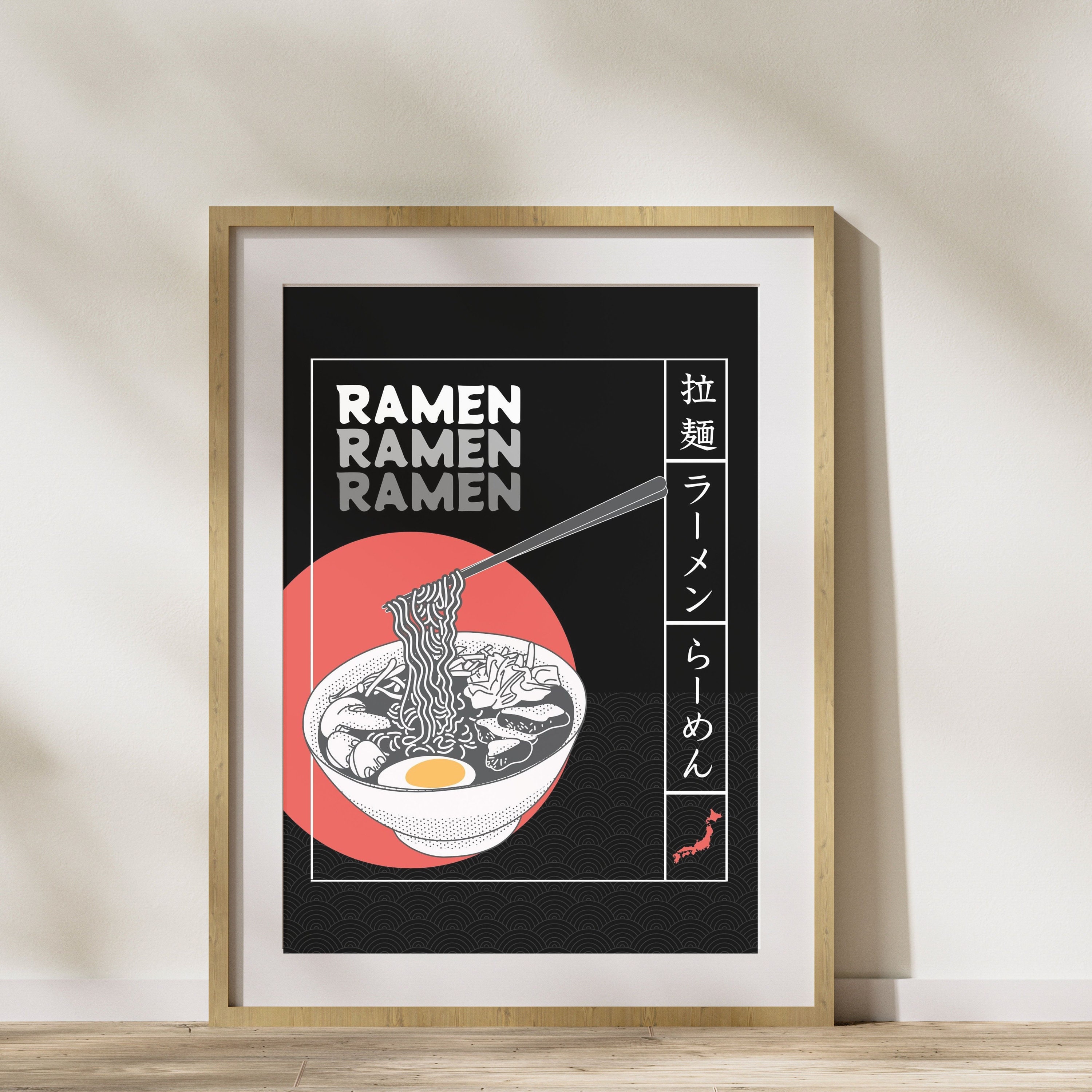 Japanese Ramen Poster, Japanese Noodle Kitchen Printable Wall Art ...