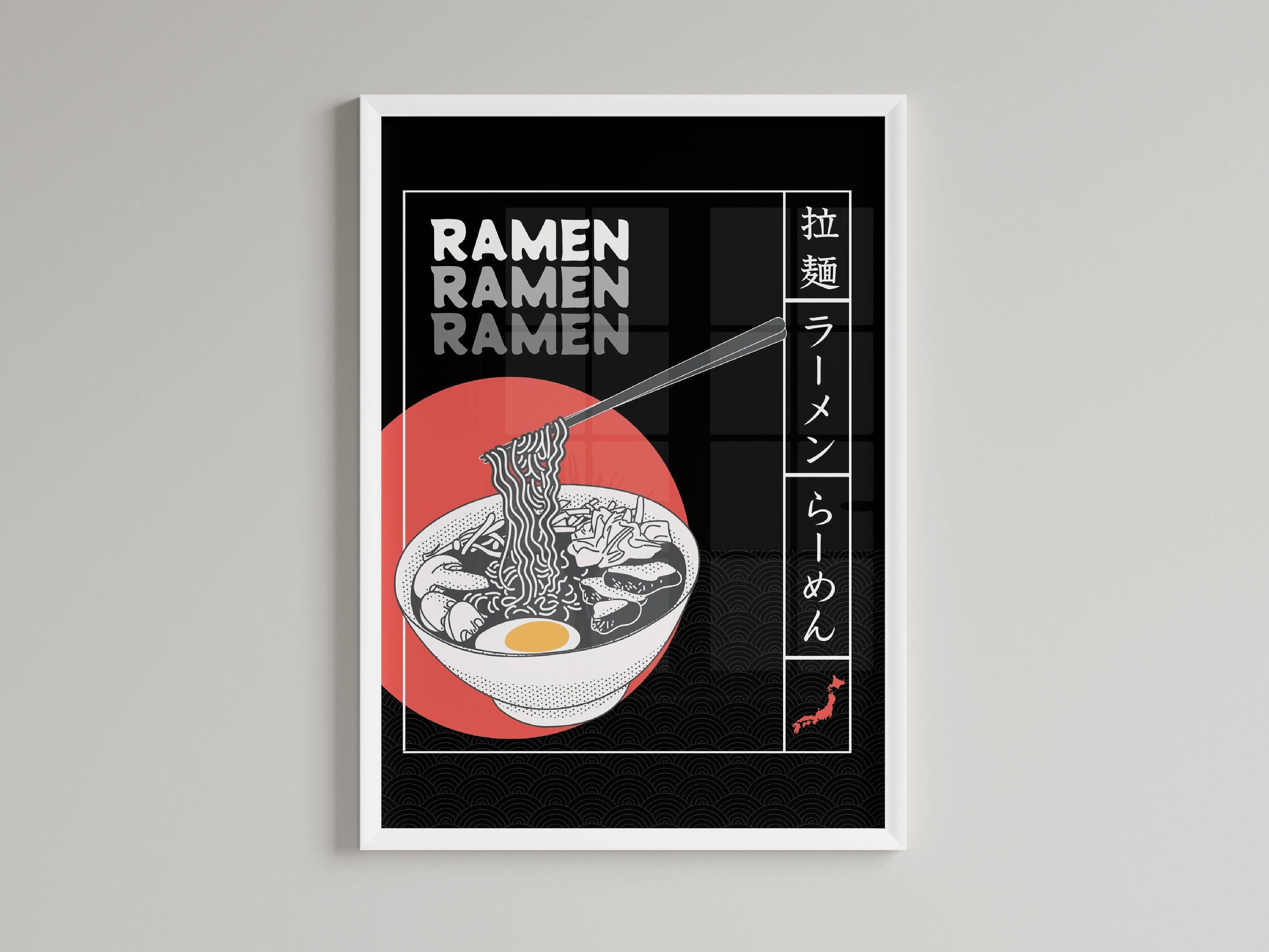 Japanese Ramen Poster, Japanese Noodle Kitchen Wall Art, Japanese Food ...