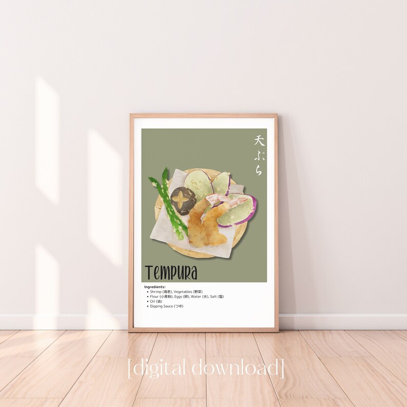 Japanese Tempura Poster, Tempura Printable Wall Art, Japanese Food ...