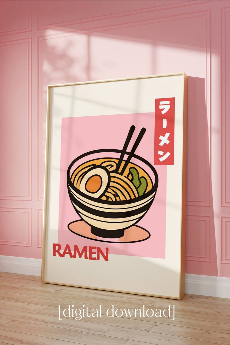 Japanese Ramen Poster, Japanese Noodle Kitchen Printable Wall Art ...
