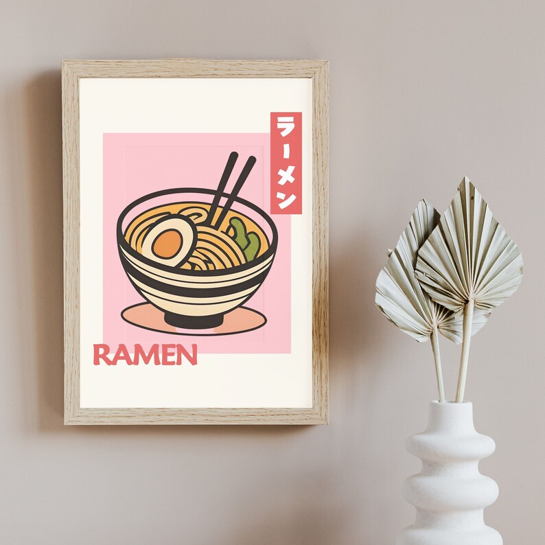 Japanese Ramen Poster, Japanese Noodle Kitchen Printable Wall Art ...