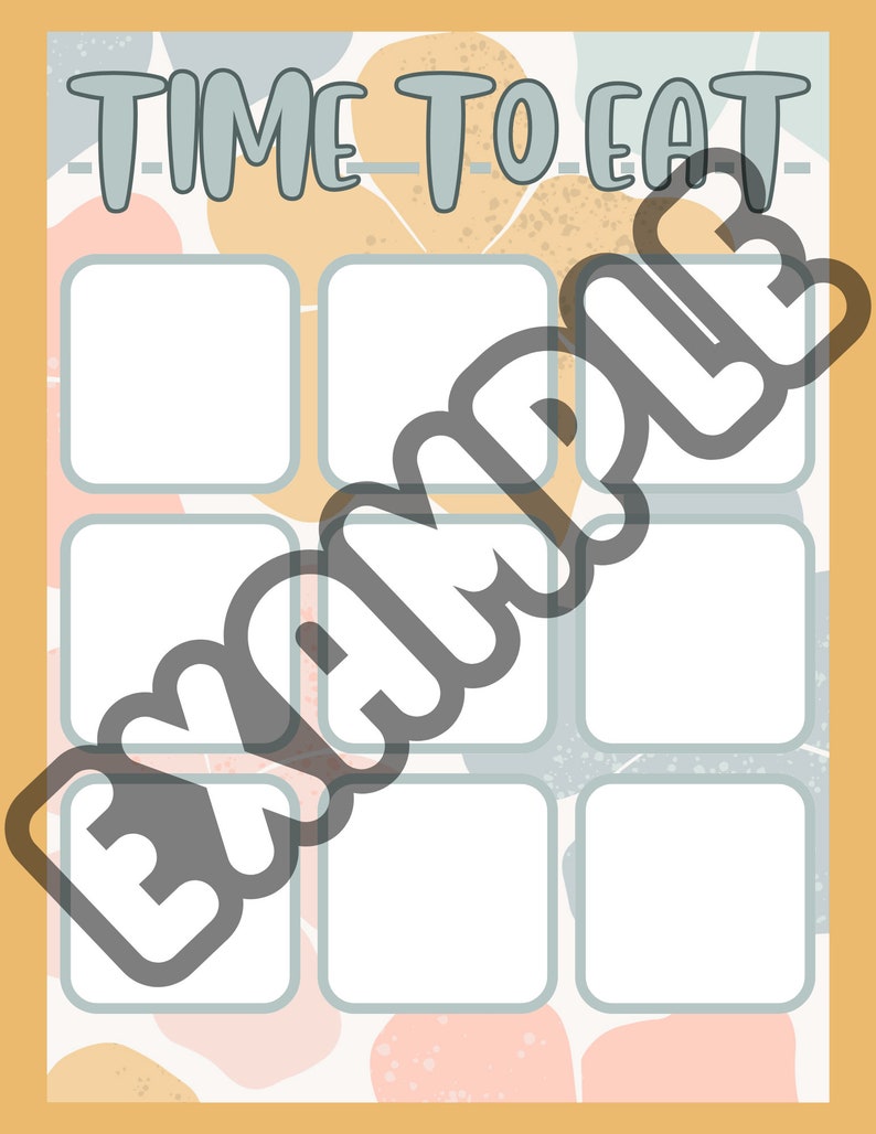 Customized Food Picture Chart - Etsy