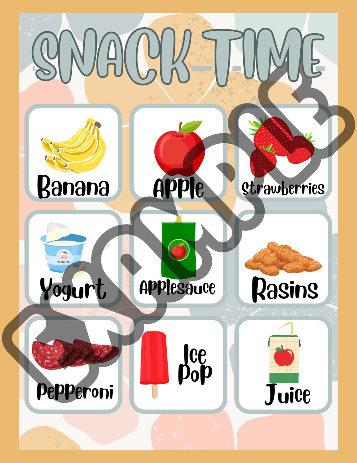 Customized Food Picture Chart - Etsy