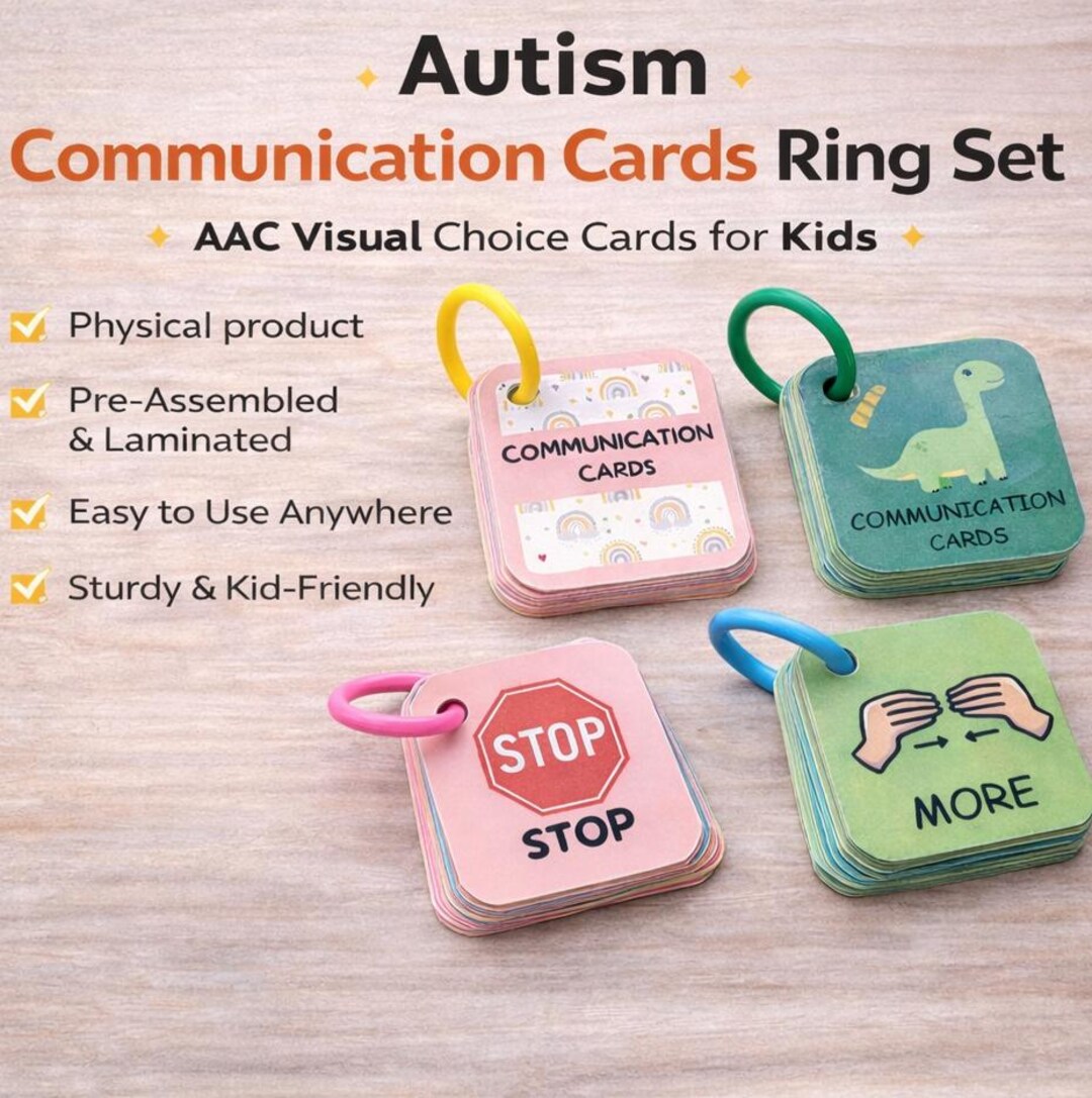 Autism Communication Cards Ring Set |speech Therapy Visuals | Special ...