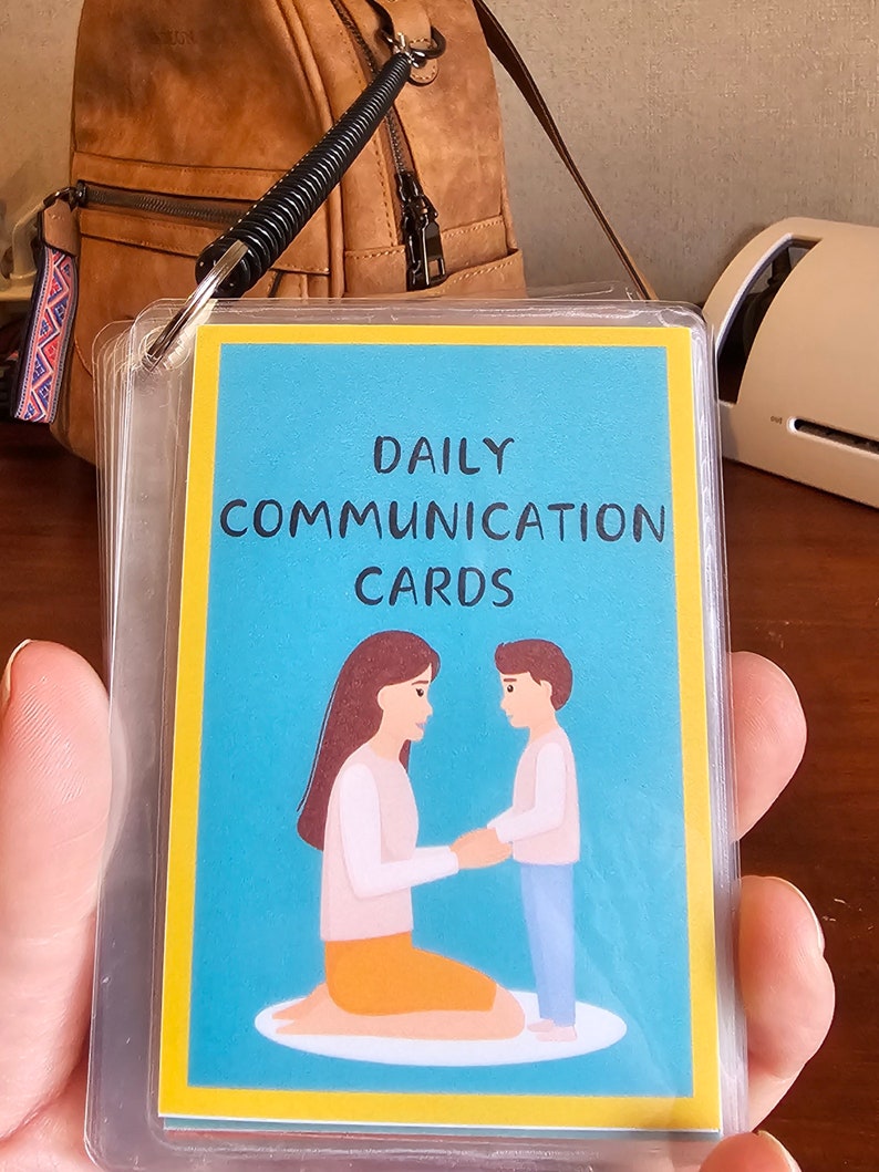 Communication Cards With Retractable Coil Springs Keychain - Etsy