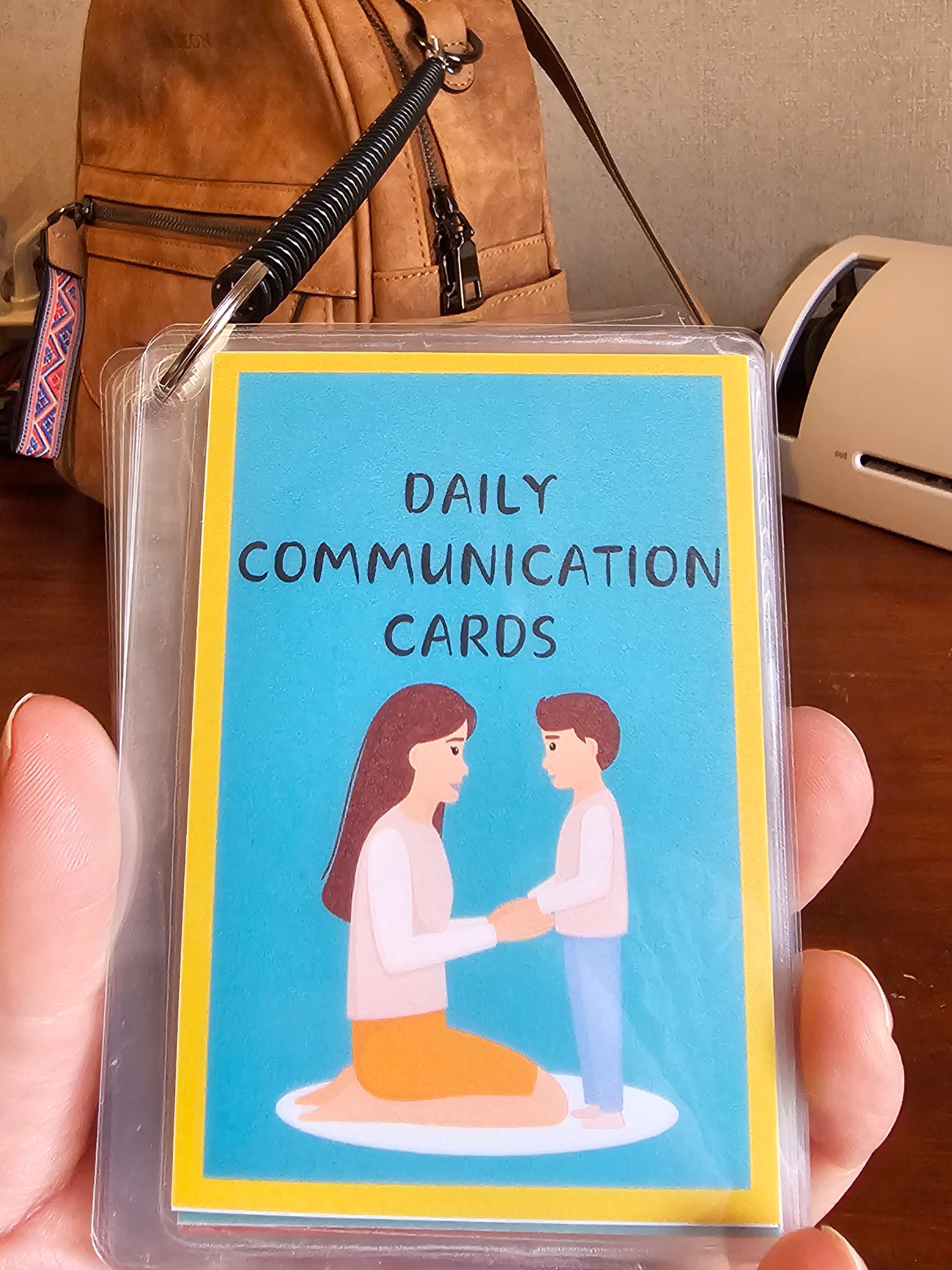 Communication Cards With Retractable Coil Springs Keychain - Etsy