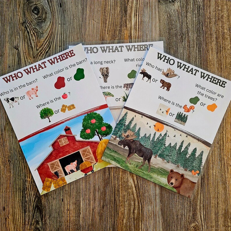 Who What Where Educational Printouts Nature Watercolor - Etsy