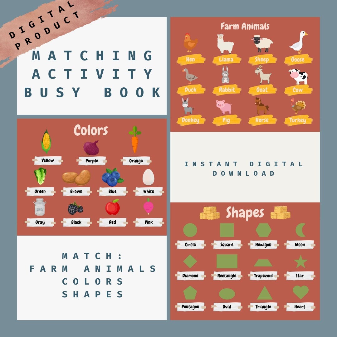 Digital Download Farm Animal Busy Book/activities for Toddlers, Prek ...