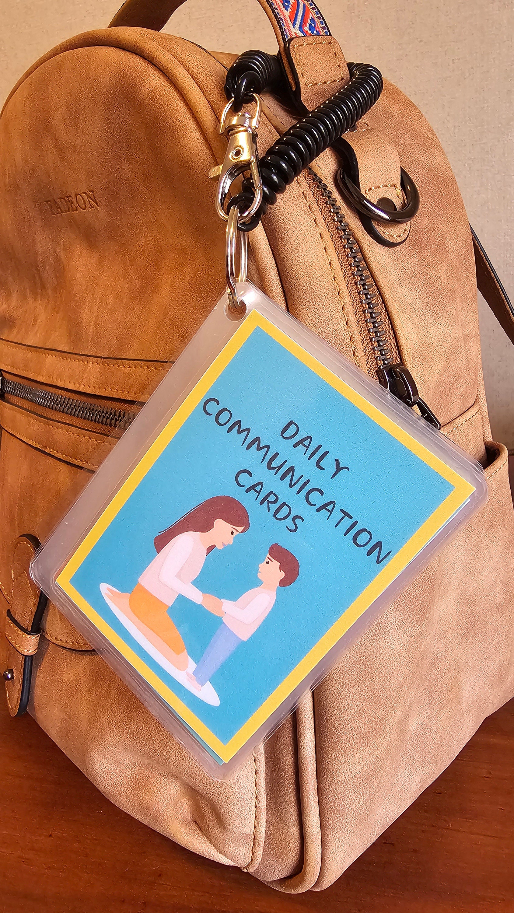 Communication Cards With Retractable Coil Springs Keychain - Etsy