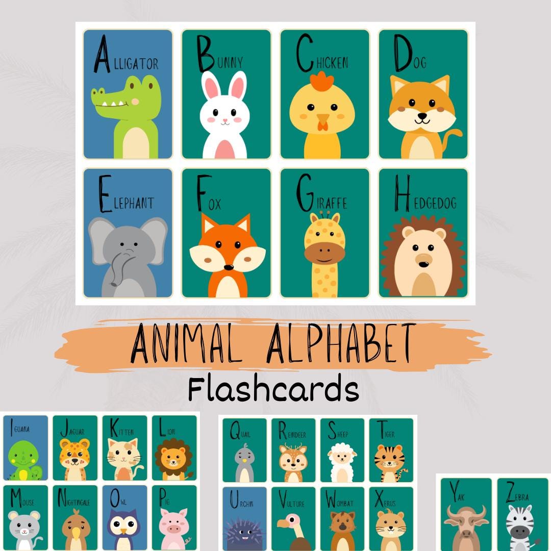 Digital Download: Alphabet Animal Flashcards - Etsy