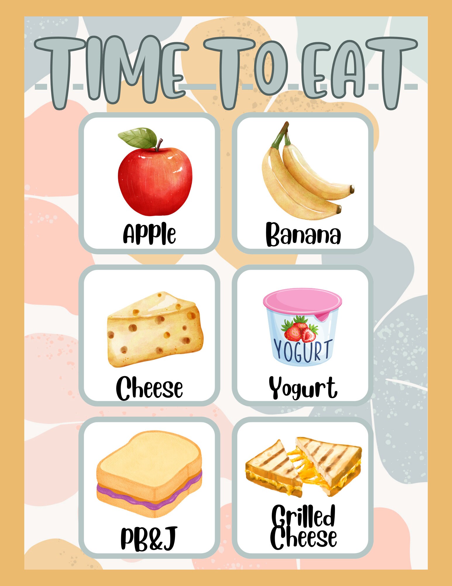 Customized Food Picture Chart - Etsy