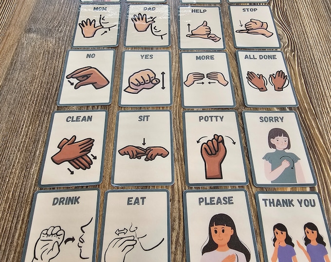Basic Sign Language DIGITAL Pack. 16 Sign Language Cards, ASL - Etsy Canada