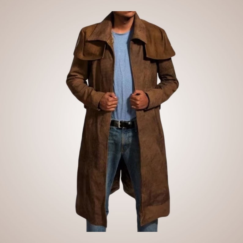 Handmade Inspired NCR Veteran Ranger Coat A7 Duster Brown Long Trench ...