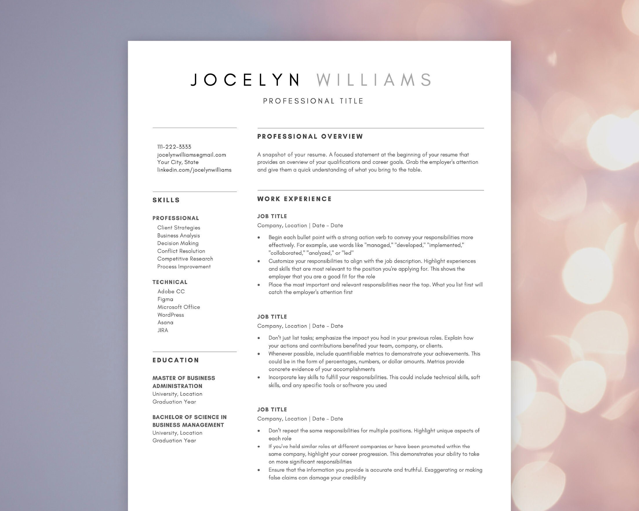 Resume Template 2023 ATS Resume Template for Google Docs, Word and ...