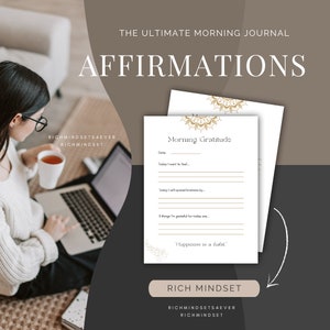 Digital Rich Mindset Gratitude Journal Printable Daily Diary - Etsy