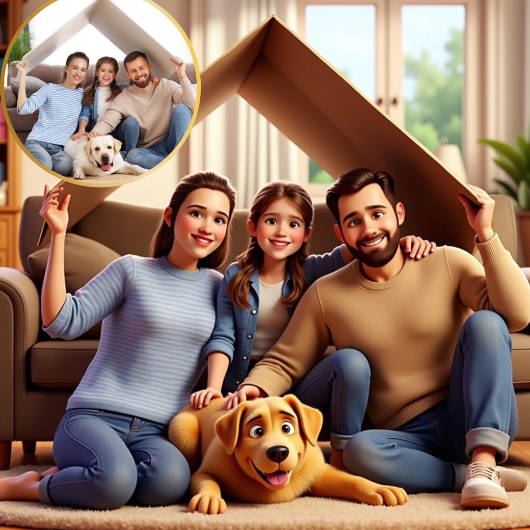 Custom Cartoon Family Portrait From Photo, Personalized Digital Art ...