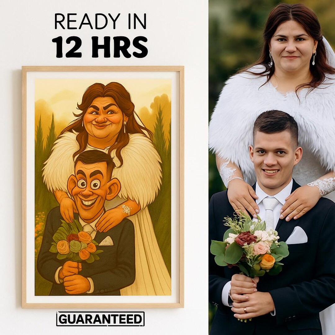 Custom Caricature Drawing Portrait From Photo, Personalized Painting ...