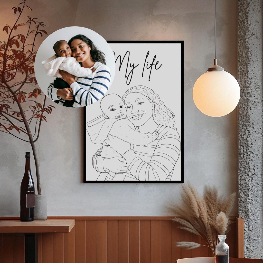 Line Drawing Faceless Art Portrait, Custom Family Portrait Line Drawing ...