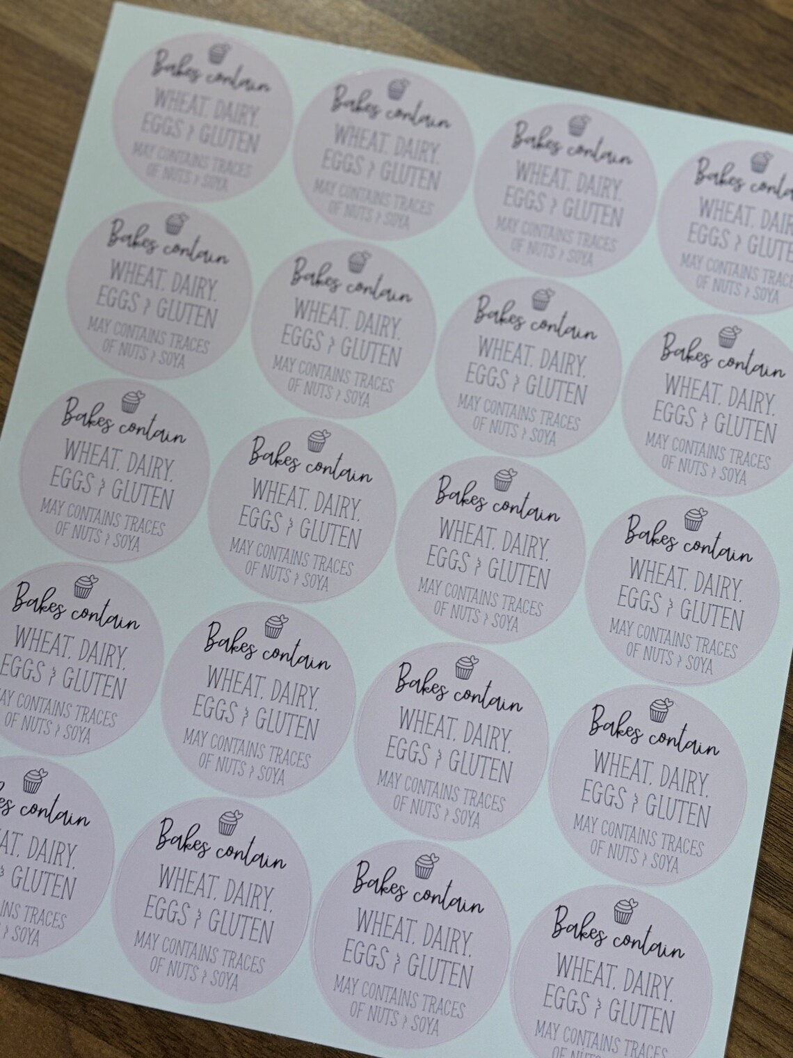 Allergen Labels for Bakers Cupcake Logo Stickers for Bakers May Contain ...