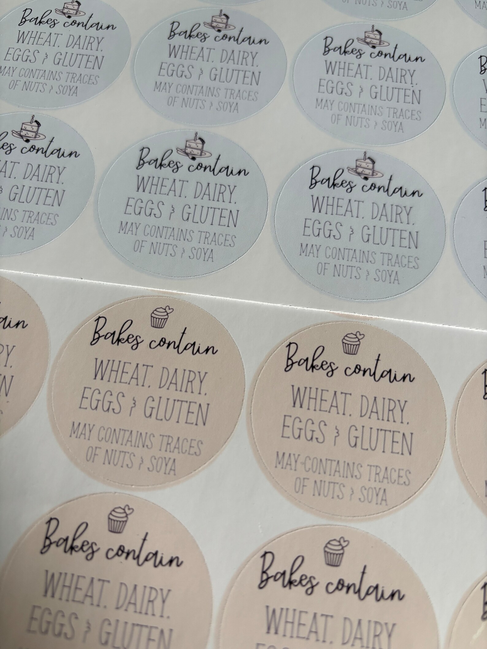 Allergen Labels for Bakers Cupcake Logo Stickers for Bakers May Contain ...
