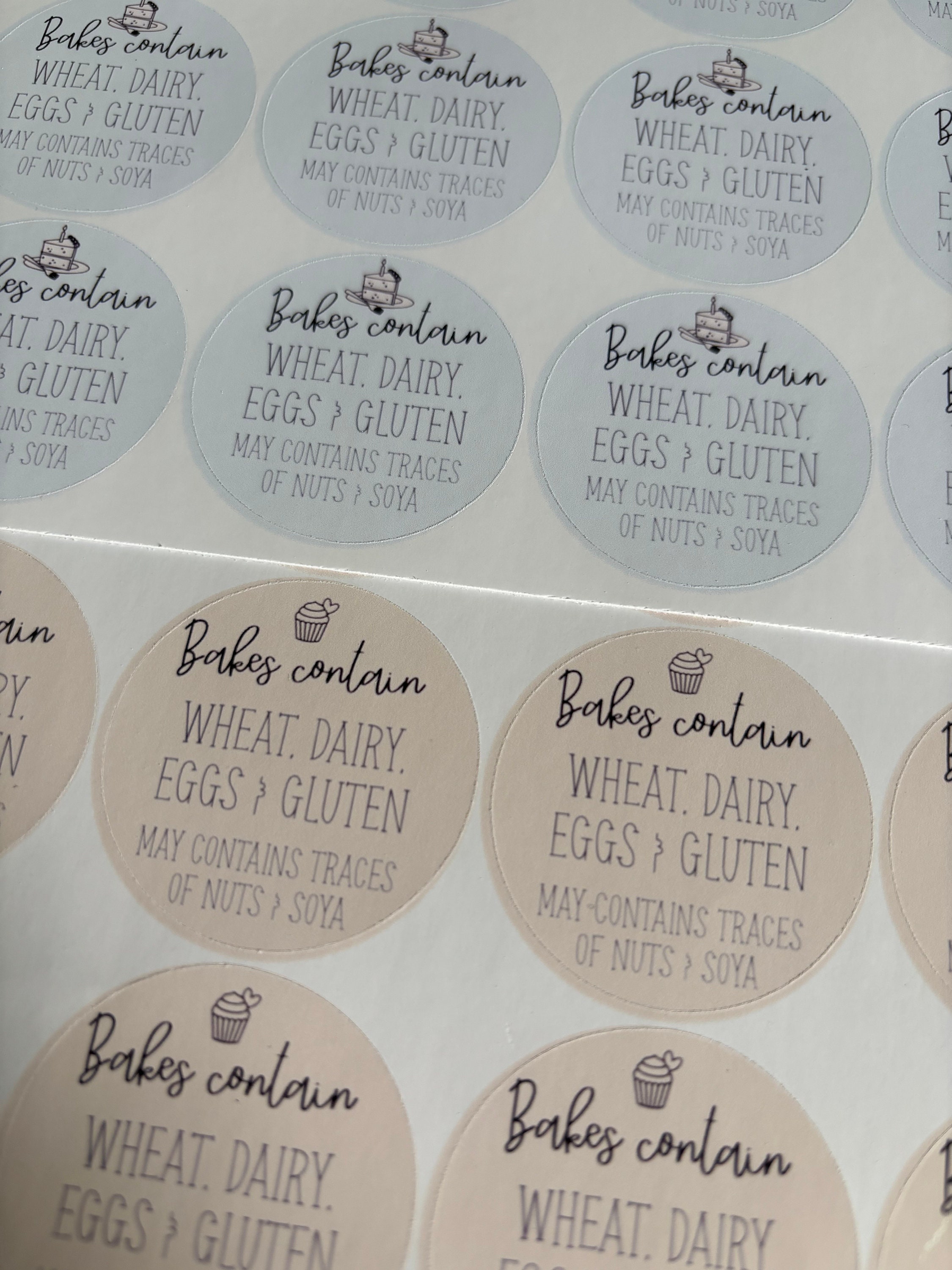 Allergen Labels for Bakers Cupcake Logo Stickers for Bakers May Contain ...